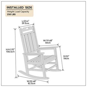 WILLIAMSPACE Rocking Chair, All Weather Resistant HDPE Patio Porch Rocker Chair with High Back, Waterproof, Easy to Maintain for Both Outdoor and Indoor (Red)