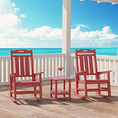 WILLIAMSPACE Rocking Chair, All Weather Resistant HDPE Patio Porch Rocker Chair with High Back, Waterproof, Easy to Maintain for Both Outdoor and Indoor (Red)