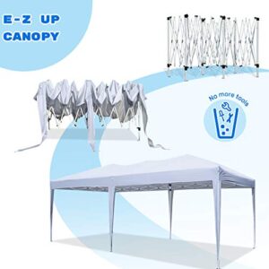 Quictent 10x20 ft Ez Pop up Canopy Tent Instant Shelter Party Tent Outdoor Event Gazebo Waterproof with 6 Sand Bags (White)