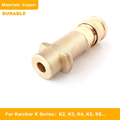 Brass Pressure Washer Gun Adapter with 1/4" Female Quick Connect Fitting,with 5-Pack Nozzles Spray Tips Multiple Degrees, Fit Karcher K Series,Nice with Foam Cannon,by Tuoveek(for Karcher K Series)