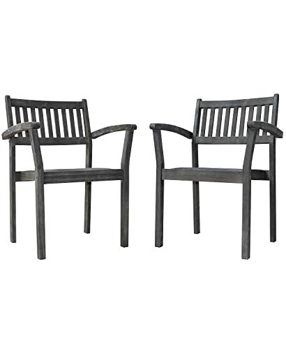 Renaissance Outdoor Patio Hand-Scraped Wood Stacking Armchair (Set of 2)