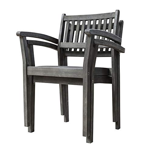 Renaissance Outdoor Patio Hand-Scraped Wood Stacking Armchair (Set of 2)