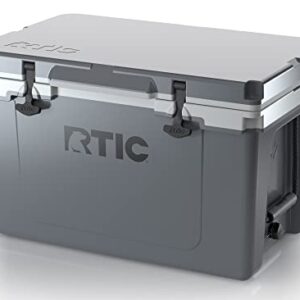 RTIC Ultra-Light 52 Quart Hard Cooler Insulated Portable Ice Chest Box for Beach, Drink, Beverage, Camping, Picnic, Fishing, Boat, Barbecue, 30% Lighter Than Rotomolded Coolers, Dark Grey & Cool Grey