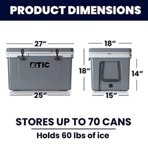 RTIC Ultra-Light 52 Quart Hard Cooler Insulated Portable Ice Chest Box for Beach, Drink, Beverage, Camping, Picnic, Fishing, Boat, Barbecue, 30% Lighter Than Rotomolded Coolers, Dark Grey & Cool Grey