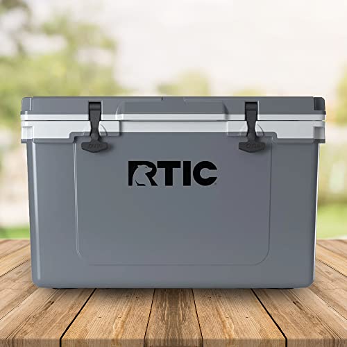 RTIC Ultra-Light 52 Quart Hard Cooler Insulated Portable Ice Chest Box for Beach, Drink, Beverage, Camping, Picnic, Fishing, Boat, Barbecue, 30% Lighter Than Rotomolded Coolers, Dark Grey & Cool Grey