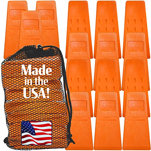 Cold Creek Loggers - Made in The USA! - 5.5" Orange Spiked Tree Wedges for Tree Cutting Falling, Bucking, Felling Wedges Chainsaw Loggers Supplies- Set of 15 Plus Free Carrying Bag