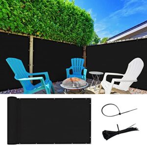 sunlax 6’x10′ black balcony privacy screen fence windscreen cover fabric shade netting mesh cloth with grommets uv protection for patio, backyard, porch, railing shield 90%