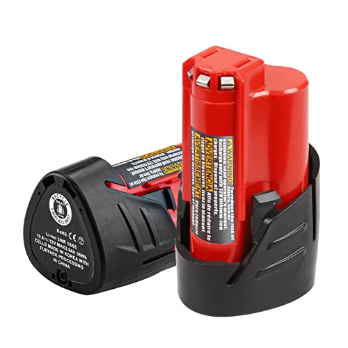 Dosctt 2 Packs 3.0Ah 12V 48-11-2430 Replacement Battery Compatible with Milwaukee M12 Battery Lithium 48-11-2420 48-11-2425 48-11-2401 48-11-2412 48-11-2440 48-11-2460