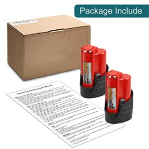 Dosctt 2 Packs 3.0Ah 12V 48-11-2430 Replacement Battery Compatible with Milwaukee M12 Battery Lithium 48-11-2420 48-11-2425 48-11-2401 48-11-2412 48-11-2440 48-11-2460