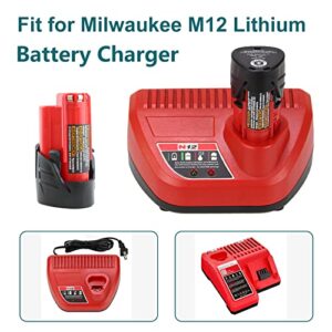 Dosctt 2 Packs 3.0Ah 12V 48-11-2430 Replacement Battery Compatible with Milwaukee M12 Battery Lithium 48-11-2420 48-11-2425 48-11-2401 48-11-2412 48-11-2440 48-11-2460