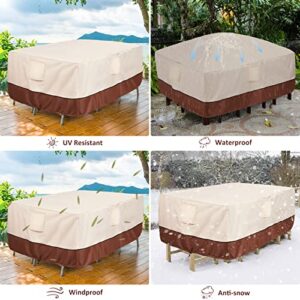 COSFLY Outdoor Furniture Covers Waterproof for Patio Table, Outside Rectangular Table and Chairs Set Cover Heavy Duty - Fits up to 74L x 47W x 27.5H inches