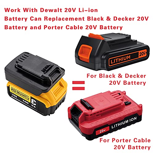 Adapter Converter for Dewalt 20V Li-ion Battery to Porter Cable 20V PCC685L PCC682L, Black & Decker 20V LBXR20 LB20 LBX20 Power Tool Battery