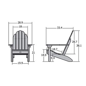 Elk Outdoors EO-CLAS1-ABY The Essential Adirondack Chair, Abyss