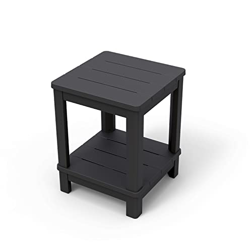 Keter Adirondack Deluxe Patio Side Table with Two Tiers and Easy Assembly - Perfect for Outdoor Fire Pit Seating, Graphite