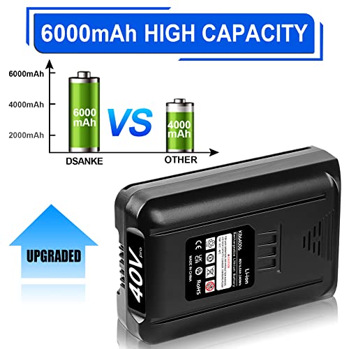 DSANKE 40V 6000mAh Battery Replacement for Kobalt 40Volt Lithium Ion Battery KB440-03 KB540C-06 KB540-06 KB2540C-06 KB640-03 KB240-06 KB640-06 KB245-06 ‎KRC40-06 KB440C-06 KRC60 KRC40-06 KB240-06