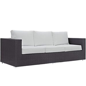 modway convene wicker rattan outdoor patio sofa in espresso white