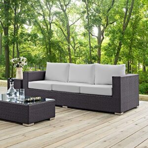 Modway Convene Wicker Rattan Outdoor Patio Sofa in Espresso White