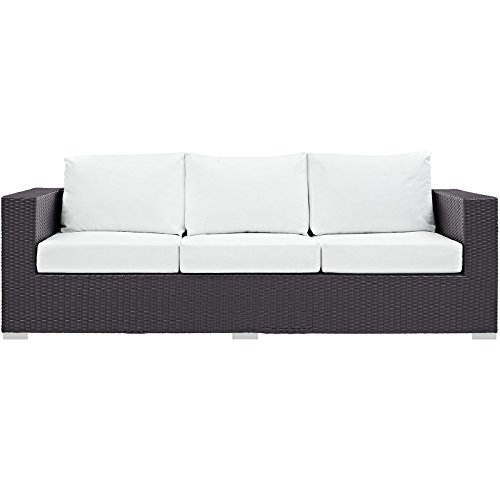 Modway Convene Wicker Rattan Outdoor Patio Sofa in Espresso White