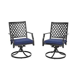 LOKATSE HOME Patio Swivel Set of 2, Outdoor Dining Chair Metal Bistro Set with Cushion, Blue