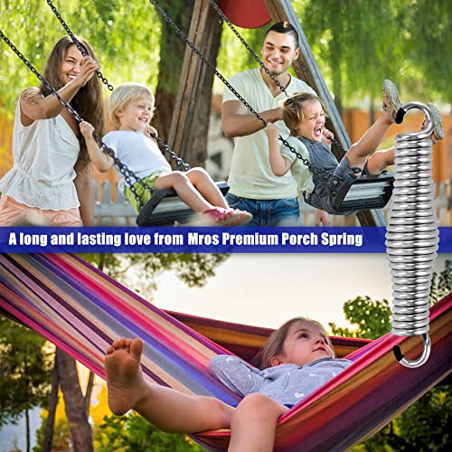 Mros 2Pcs Premium Porch Swing Springs Heavy-Duty– 1300Lbs Capacity Chrome Hammock Hanging Chair Spring for Hammock Chairs Ceiling Mount Porch Swings,Safe Hanging Kit for Indoor and Outdoor