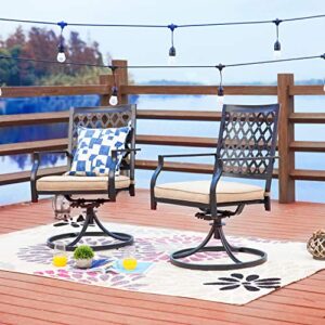 lokatse home patio swivel rocker furniture metal outdoor dining chairs with cushion set of 2