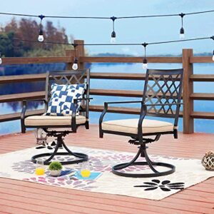 LOKATSE HOME Patio Swivel Rocker Furniture Metal Outdoor Dining Chairs with Cushion Set of 2