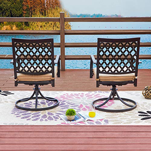 LOKATSE HOME Patio Swivel Rocker Furniture Metal Outdoor Dining Chairs with Cushion Set of 2