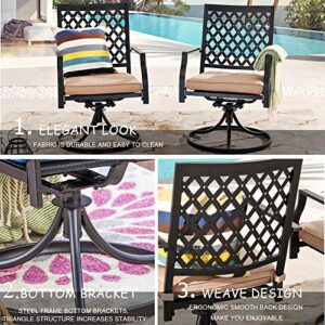 LOKATSE HOME Patio Swivel Rocker Furniture Metal Outdoor Dining Chairs with Cushion Set of 2