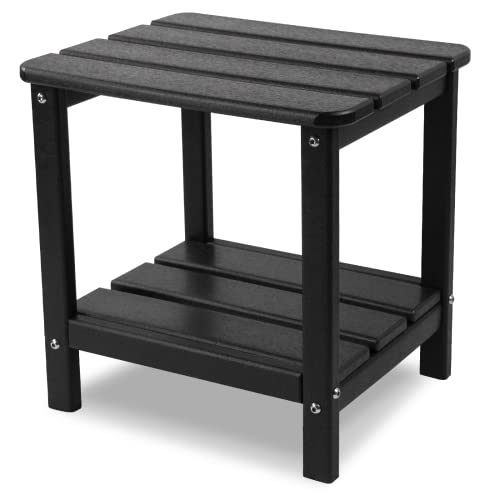 realife Outdoor Adirondack Side Table, Rectangular End Table for Patio, Garden, Porch and Indoor, Black