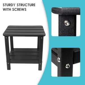 realife Outdoor Adirondack Side Table, Rectangular End Table for Patio, Garden, Porch and Indoor, Black