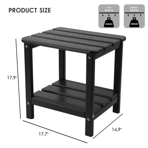 realife Outdoor Adirondack Side Table, Rectangular End Table for Patio, Garden, Porch and Indoor, Black