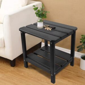 realife Outdoor Adirondack Side Table, Rectangular End Table for Patio, Garden, Porch and Indoor, Black