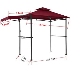 FAB BASED 5x11 Grill Gazebo, Outdoor BBQ Grill Patio Canopy with Extra Shadow & LED Lights, Barbeque Gazebo Canopy (Red)