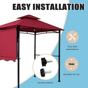 FAB BASED 5x11 Grill Gazebo, Outdoor BBQ Grill Patio Canopy with Extra Shadow & LED Lights, Barbeque Gazebo Canopy (Red)