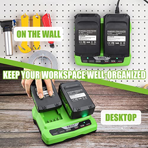 ANTRobut 2Pack 6.0Ah Replacement Greenworks 24V Battery 29842 29852 BAG709 BAG710 for Greenworks 24V and 2x24V(48V) Tools with Dual Port Charger