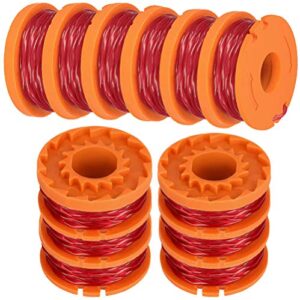 TOPEMAI WA0010 Replacement Trimmer Spool Line 0.065” for Worx WG154 WG163 WG160 WG180 WG175 WG155 WG151 String Trimmer (12 Spools + 3 Caps)