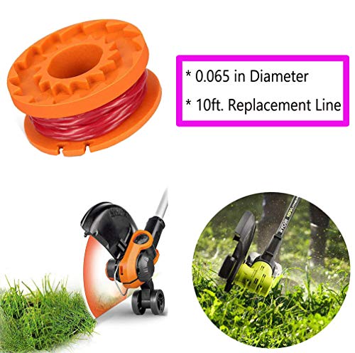 TOPEMAI WA0010 Replacement Trimmer Spool Line 0.065” for Worx WG154 WG163 WG160 WG180 WG175 WG155 WG151 String Trimmer (12 Spools + 3 Caps)