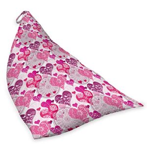 Ambesonne Hearts Lounger Chair Bag, Valentines Day Inspired Ornamental Love Pattern in Pink Tones, High Capacity Storage with Handle Container, Lounger Size, Hot Pink Purple Pink