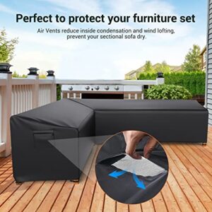 Mrrihand Patio L-Shaped Sectional Sofa Cover, Waterproof Outdoor Sectional Cover,Heavy Duty Garden Furniture Cover with Air Vent 83W*104D*31H/33.5