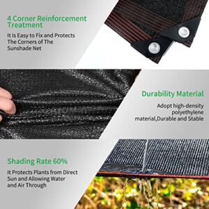 OBDKCAN 60% Black Shade Cloth 6.5 x 10 FT Sunblock Mesh Tarp with Grommets Durable Sunblock Shade Cloth Garden Sun Shade Net Shading Antifreezing for Pergola, Barn Kennel, Greenhouse, Plants Growing