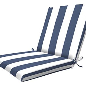 Honeycomb Indoor/Outdoor Cabana Stripe Blue & White Midback Dining Chair Cushion: Recycled Fiberfill, Weather Resistant, Reversible, Comfortable and Stylish Patio Cushion: 19" W x 37" L x 2.5” T