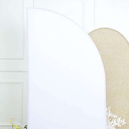 Efavormart 7ftx3ft Matte White Fitted Spandex Half Moon Wedding Arch Cover, Custom Fit Chiara Backdrop Stand Cover