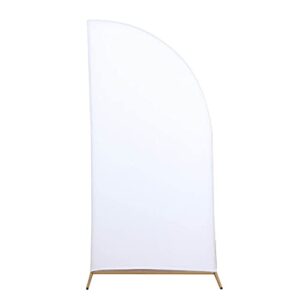 Efavormart 7ftx3ft Matte White Fitted Spandex Half Moon Wedding Arch Cover, Custom Fit Chiara Backdrop Stand Cover