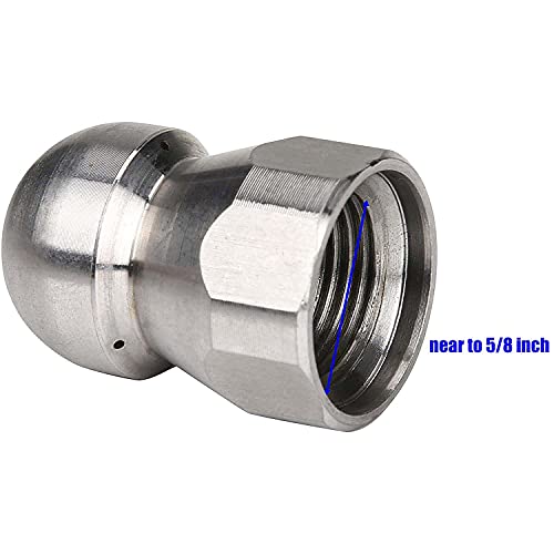 Tool Daily Stainless Steel Fixed Sewer Jet Nozzle, Button Nose 3/8'' NPT Female 4.0 Orifice, 4000 PSI (3/8 Inch)