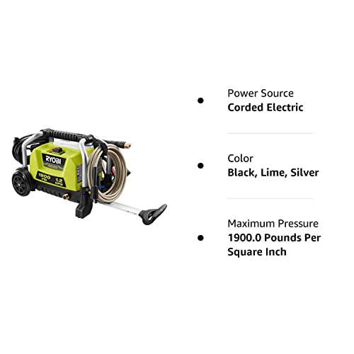 RYOBI RY1419MTVNM 1900 PSI 1.2 GPM Cold Water Wheeled Electric Pressure Washer