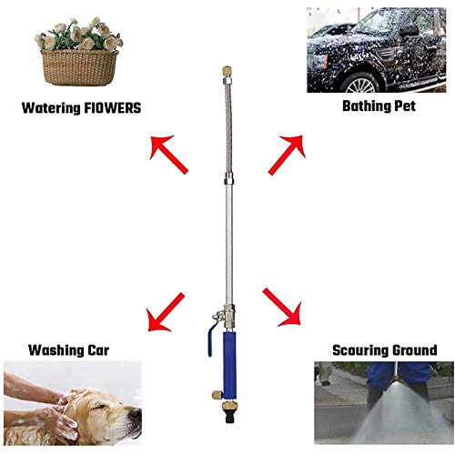 Yiliaw High Pressure Power Washer Wand Extendable Hydro Jet Water Hose Nozzle Flexible Watering Sprayer Cleaning Tool for Garden Gutter Patio Car Pet Window