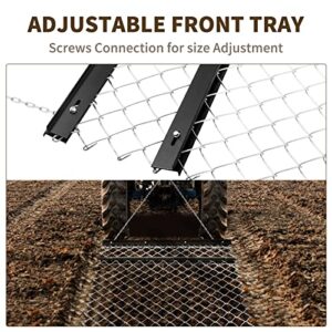 TMEE 4' x 5'ATV Drag Harrow,UTV Tractor Attachment,Chain Harrow for Landscape Leveling or Sod Prepping,Durable Harrow Rake for Gravel Driveway, Farm Field Garden Black