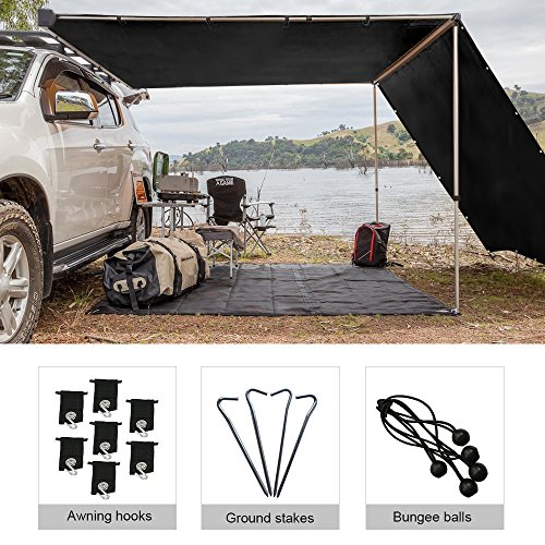 Shatex 8x14ft RV Awning Shade with 90% Privacy Screen Free Kit, Black