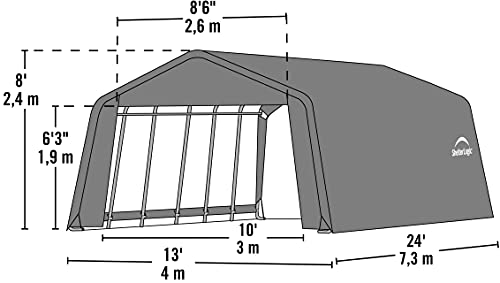 ShelterLogic 72434 Grey 12'x24'x8' Peak Style Shelter