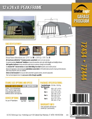 ShelterLogic 72434 Grey 12'x24'x8' Peak Style Shelter